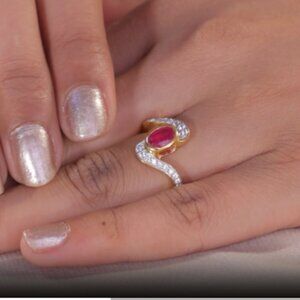 Jewelry | Niassa Ruby Ff And White Zircon Ring | Poshmark